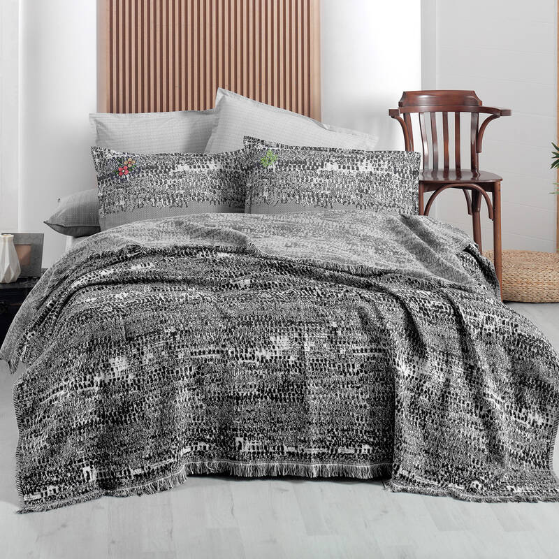 Darcia Siyah Tek Kişilik Pike Takımı - SAREV